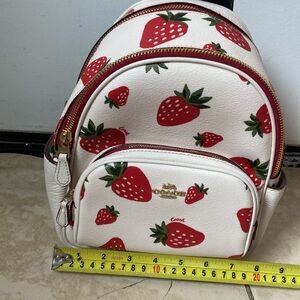 Coach | Bags | Coach Court Mini Backpack Bag With Wild Strawberry Print ...